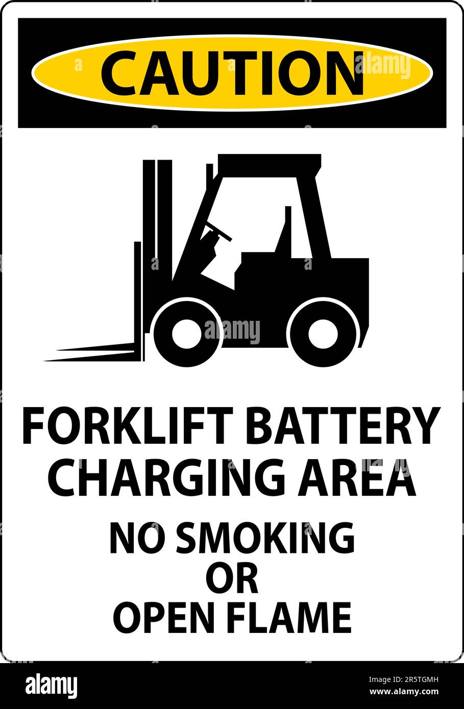Caution Sign Forklift Battery Charging Area, No Smoking Or Open Flame ...