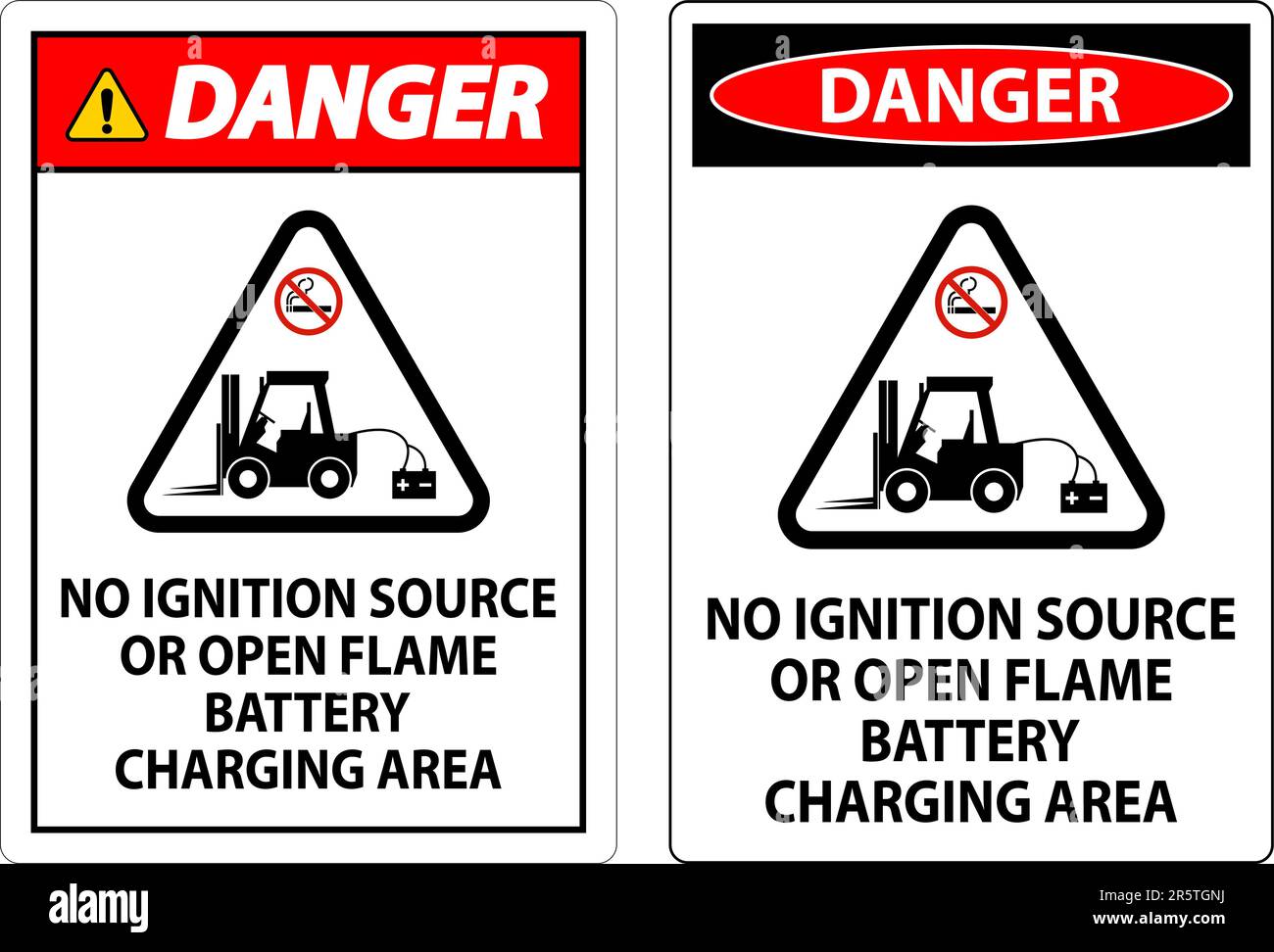 Danger Sign No Ignition Source Or Open Flame, Battery Charging Area ...