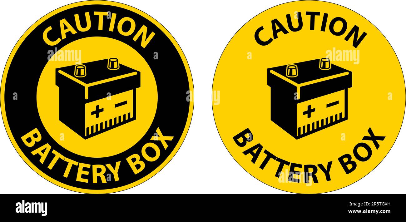 Caution Battery Box with Icon Sign On White Background Stock Vector ...