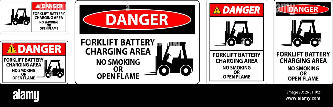 Danger Sign Forklift Battery Charging Area, No Smoking Or Open Flame ...