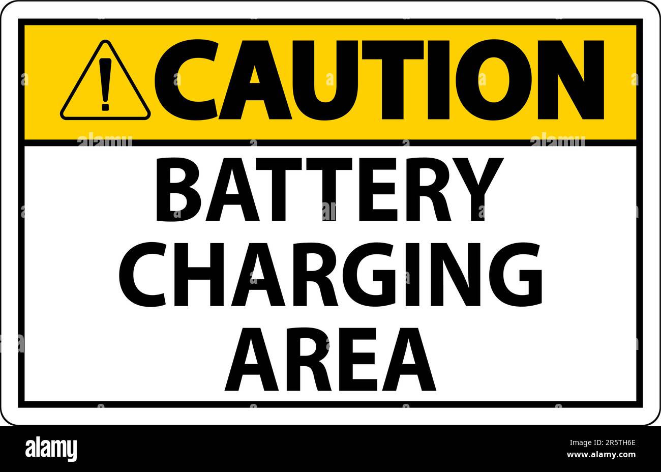 Caution Sign Battery Charging Area On White Background Stock Vector ...