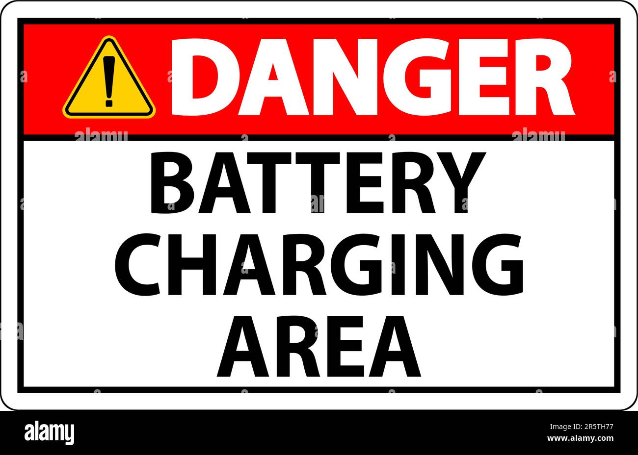 Danger Sign Battery Charging Area On White Background Stock Vector ...