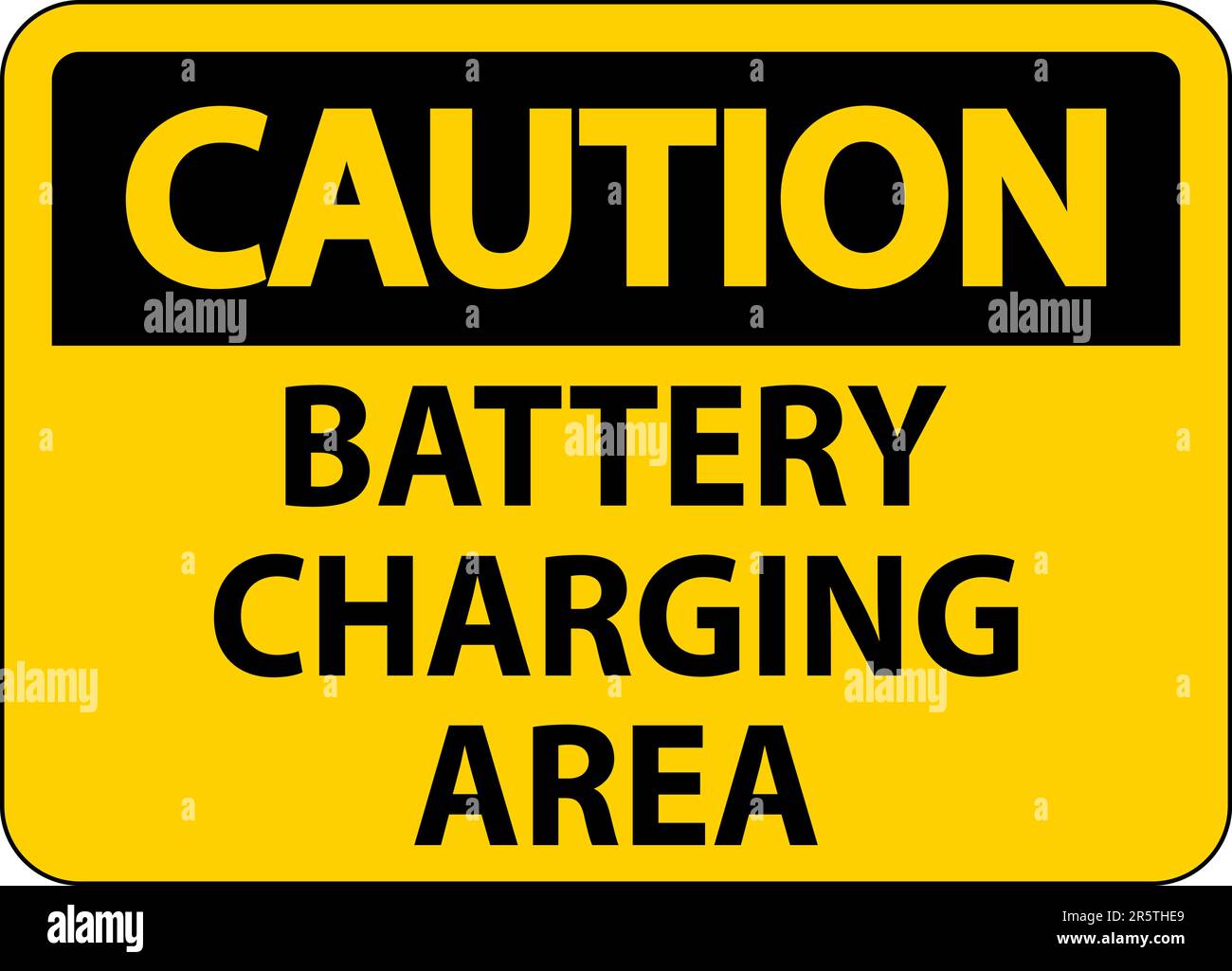 Caution Sign Battery Charging Area On White Background Stock Vector ...