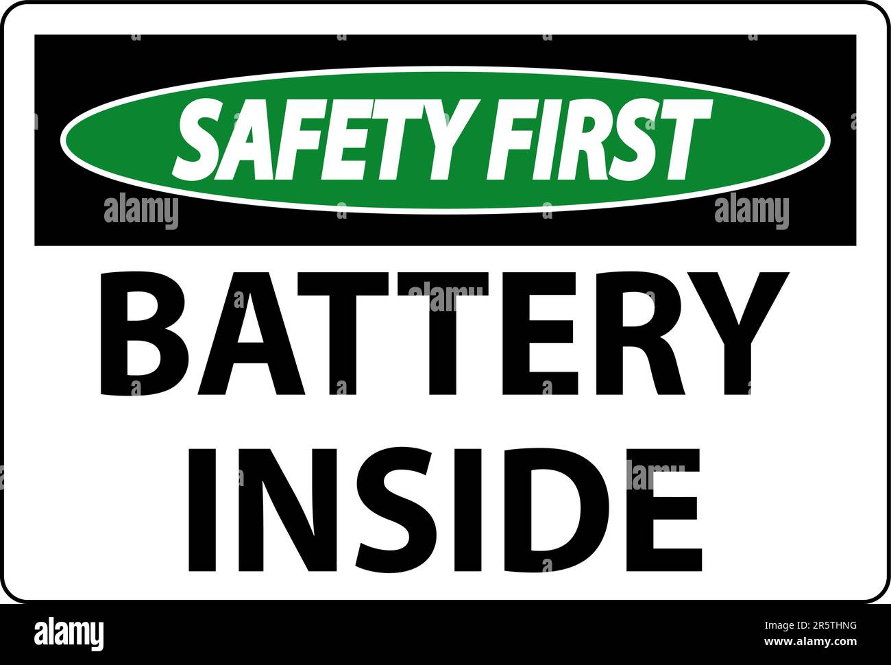 Safety First Sign Battery Inside On White Background Stock Vector Image ...