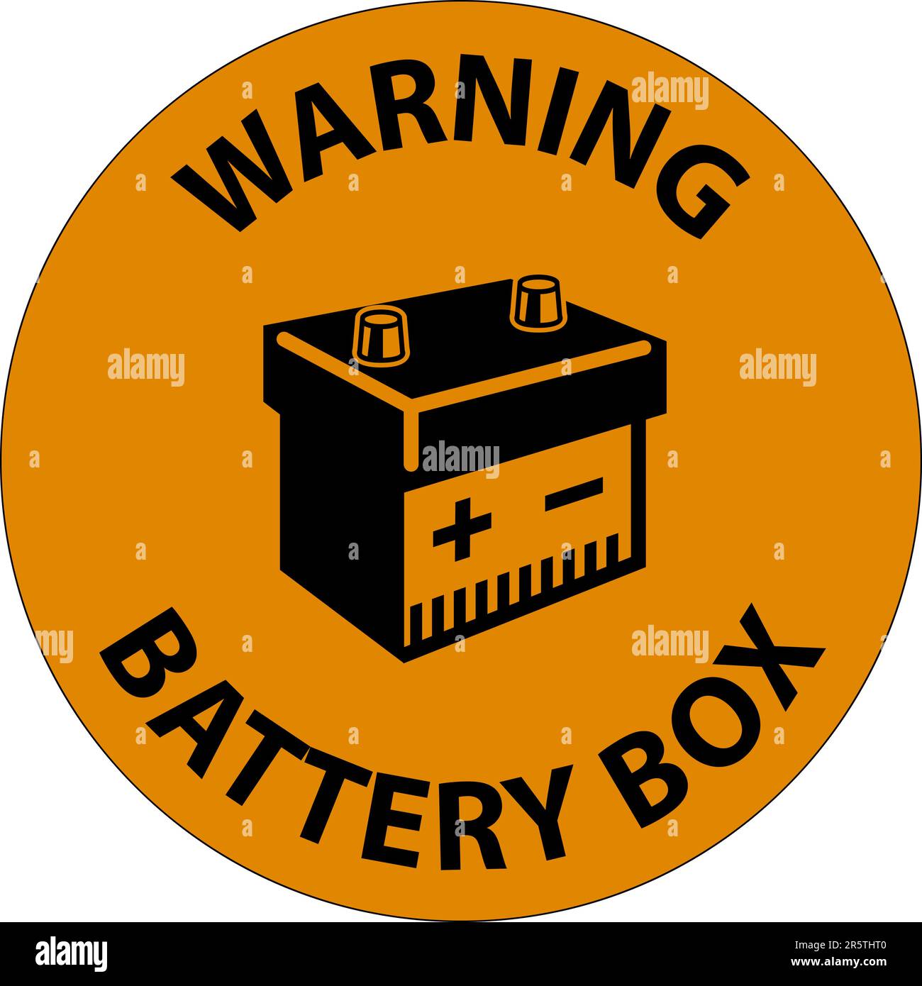 Warning Battery Box with Icon Sign On White Background Stock Vector ...