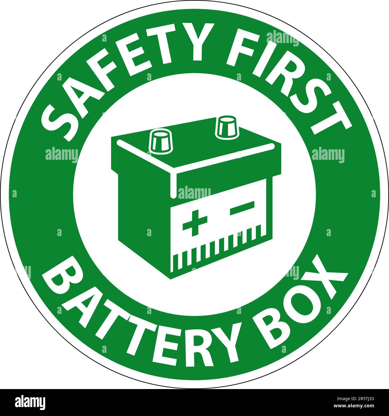 Safety First Battery Box with Icon Sign On White Background Stock ...