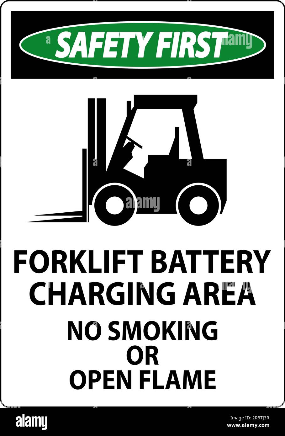 Safety First Sign Forklift Battery Charging Area, No Smoking Or Open ...