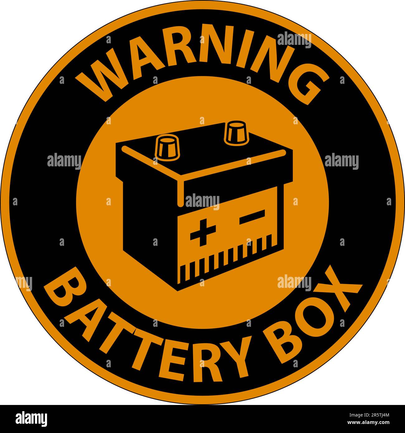 Warning Battery Box with Icon Sign On White Background Stock Vector ...