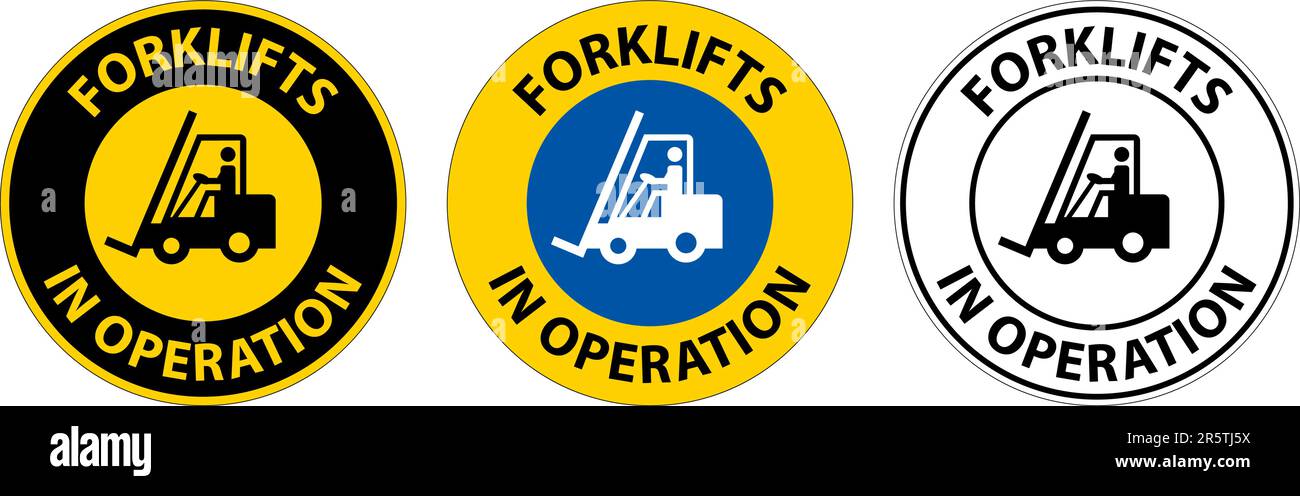 Notice forklifts in operation Sign on white background Stock Vector ...