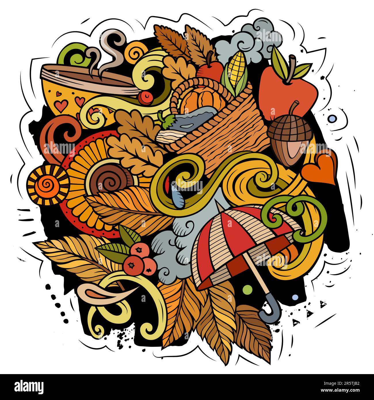 Autumn cartoon vector doodles illustration. Fall design. Season ...