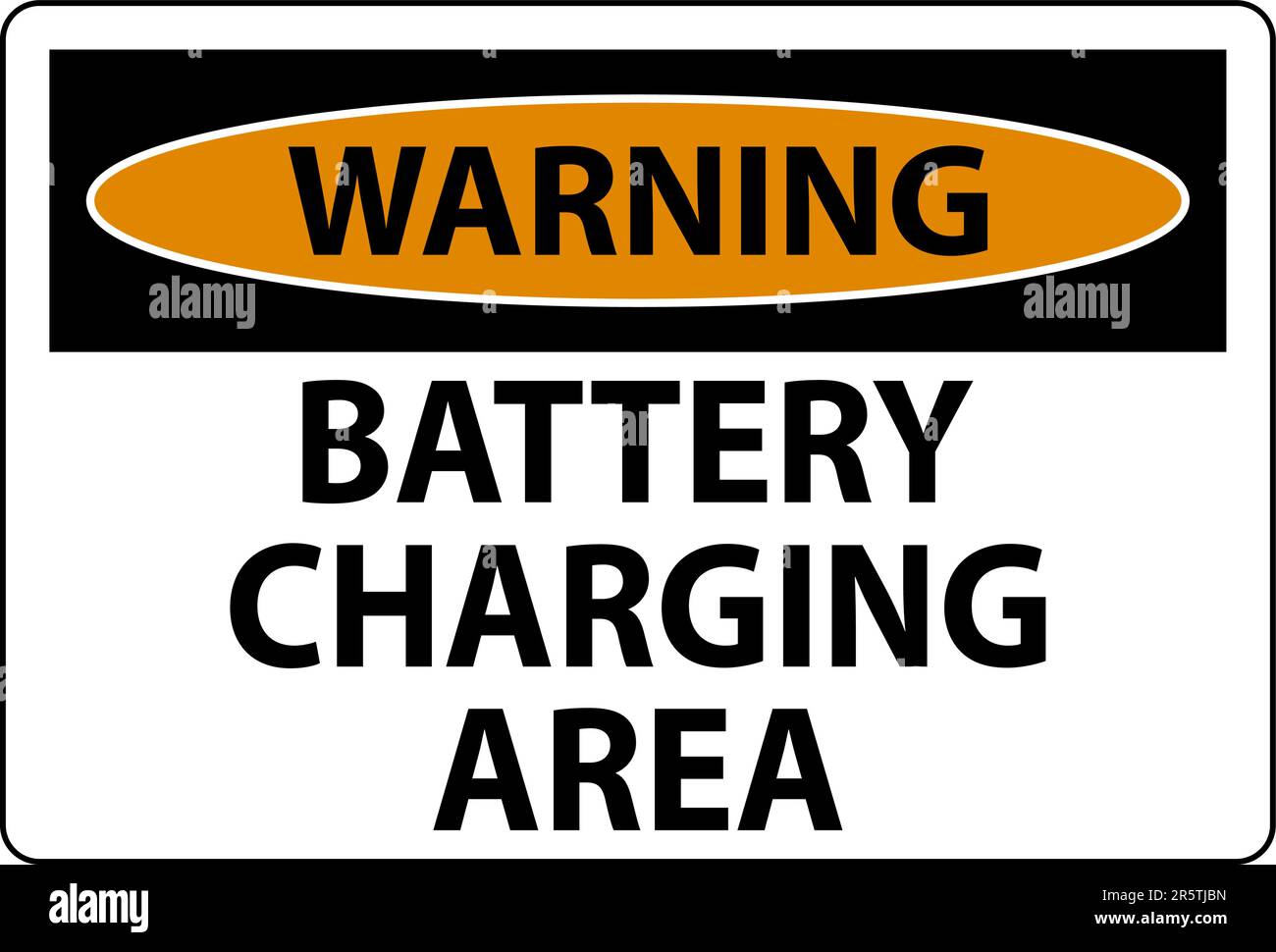 Warning Sign Battery Charging Area On White Background Stock Vector ...