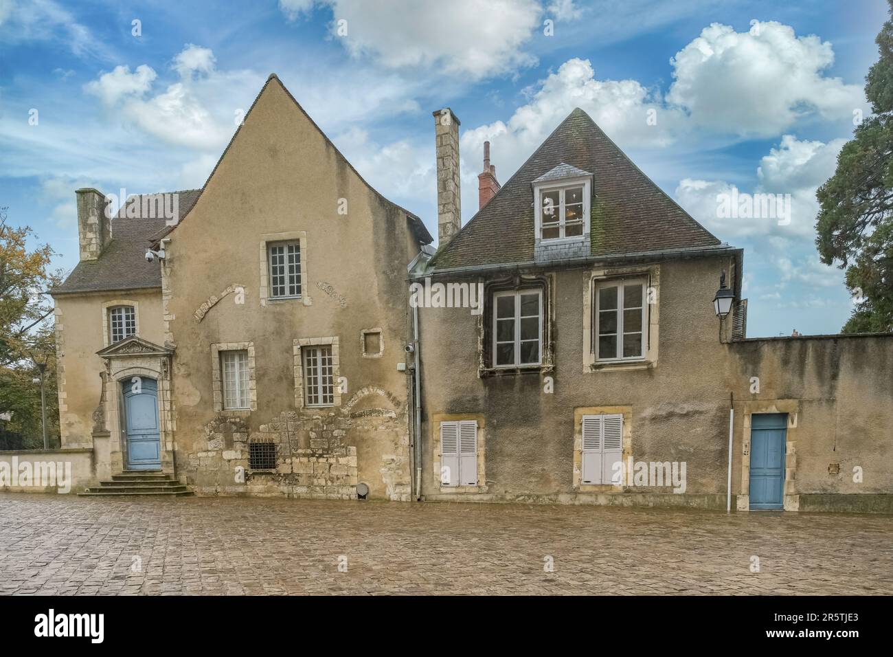 Bourges, medieval city in France, old houses in the historic center ...