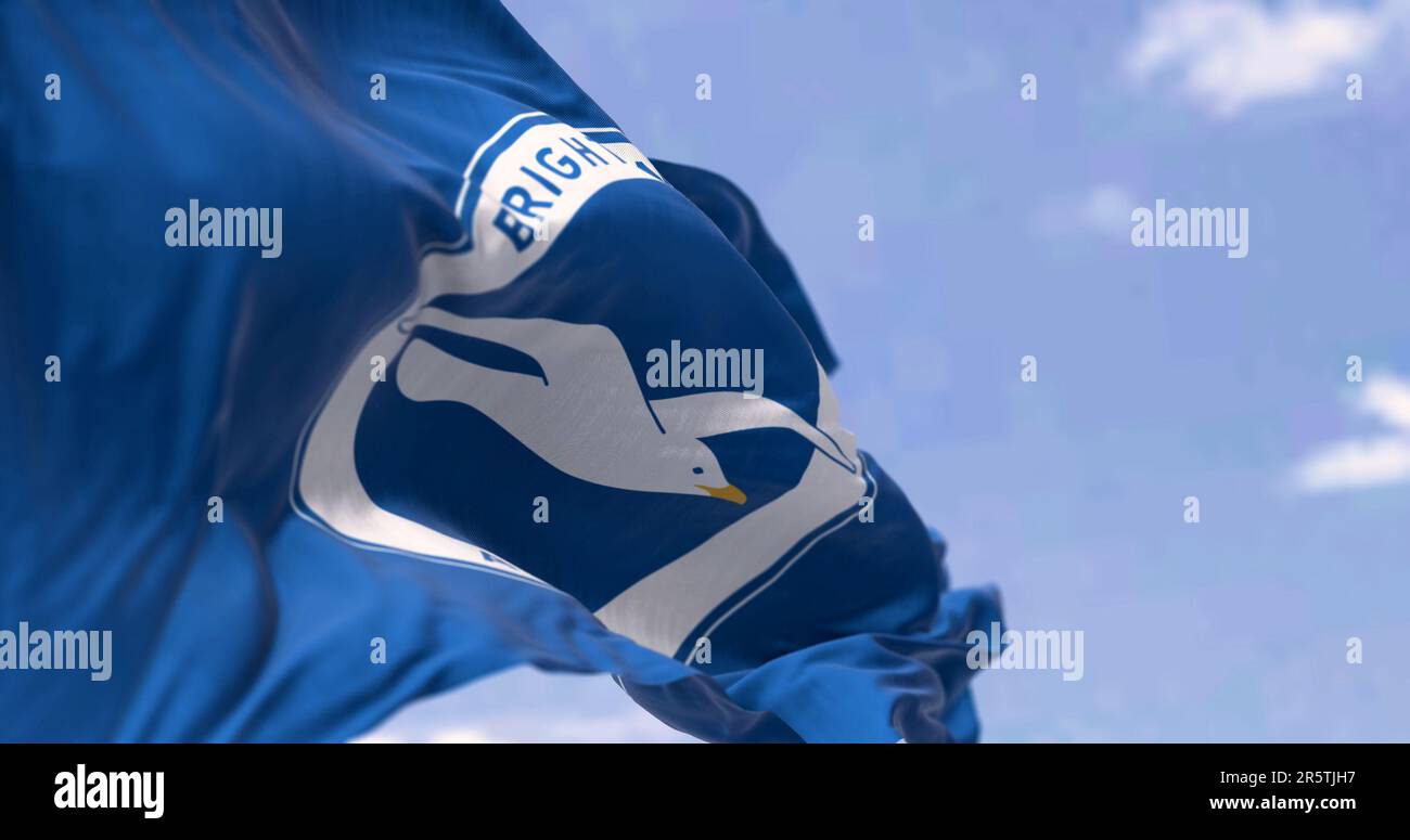 Brighton, UK, May 2023: Brighton and Hove Albion Football Club flag ...