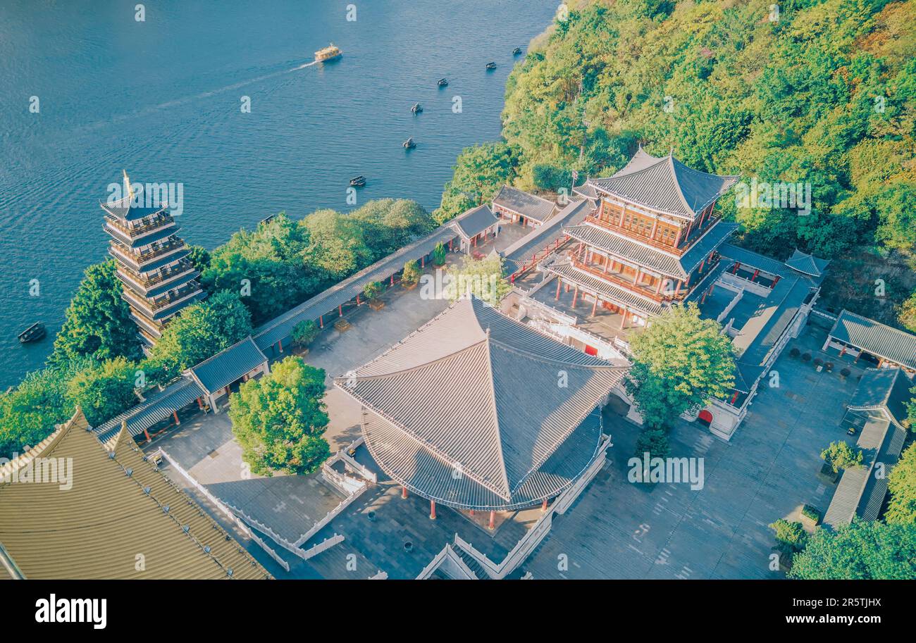 An aerial view of the Chinese-style palace buildings Confucius Temple ...