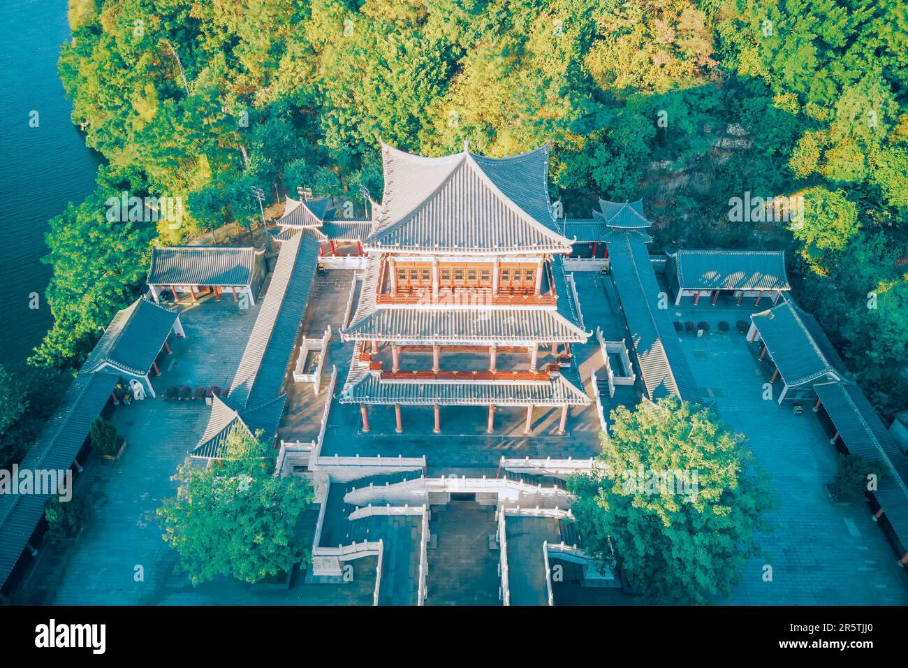 An aerial view of the Chinese-style palace buildings Confucius Temple ...
