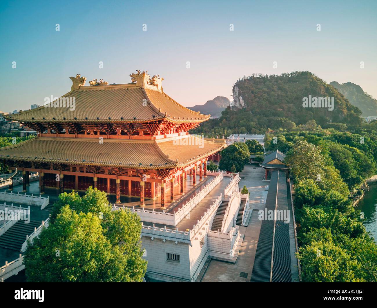 An aerial view of the Chinese-style palace buildings Confucius Temple ...
