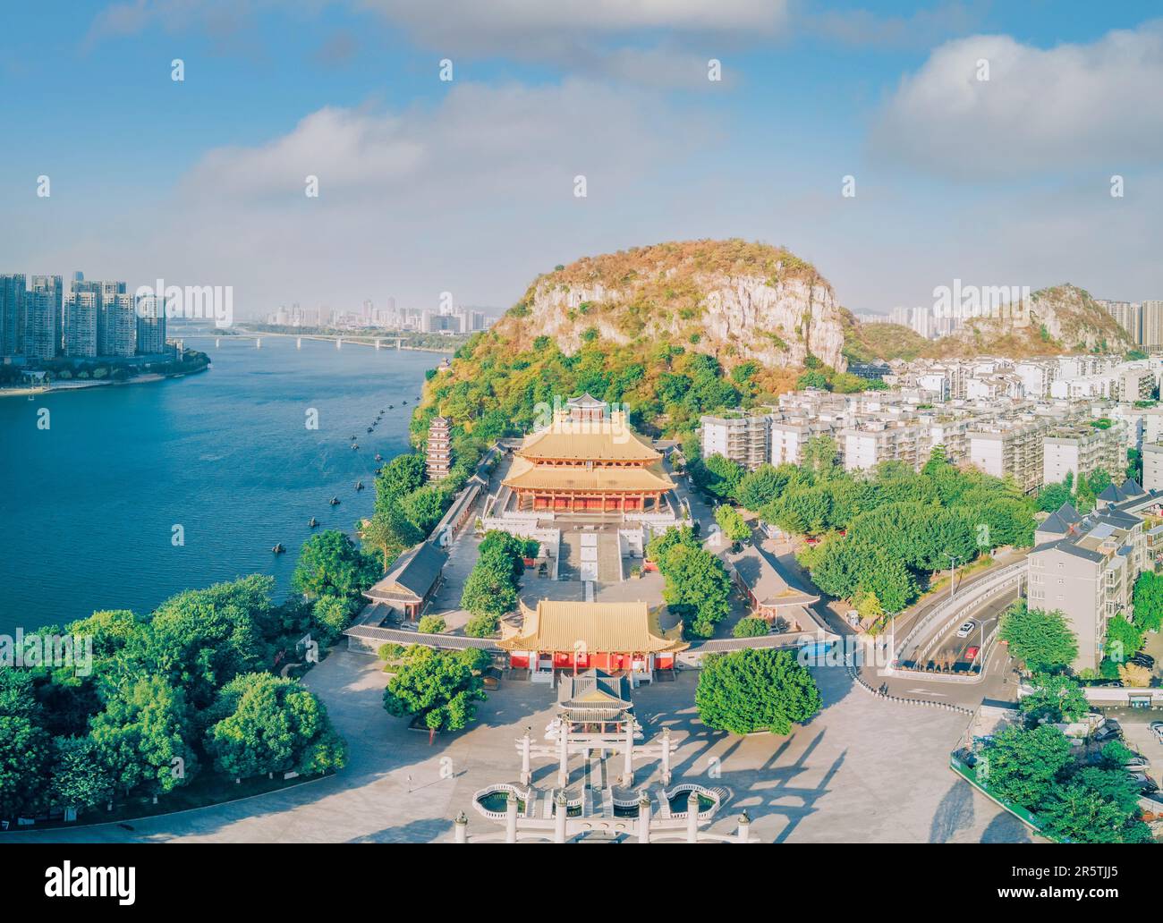 An aerial view of the Chinese-style palace buildings Confucius Temple ...