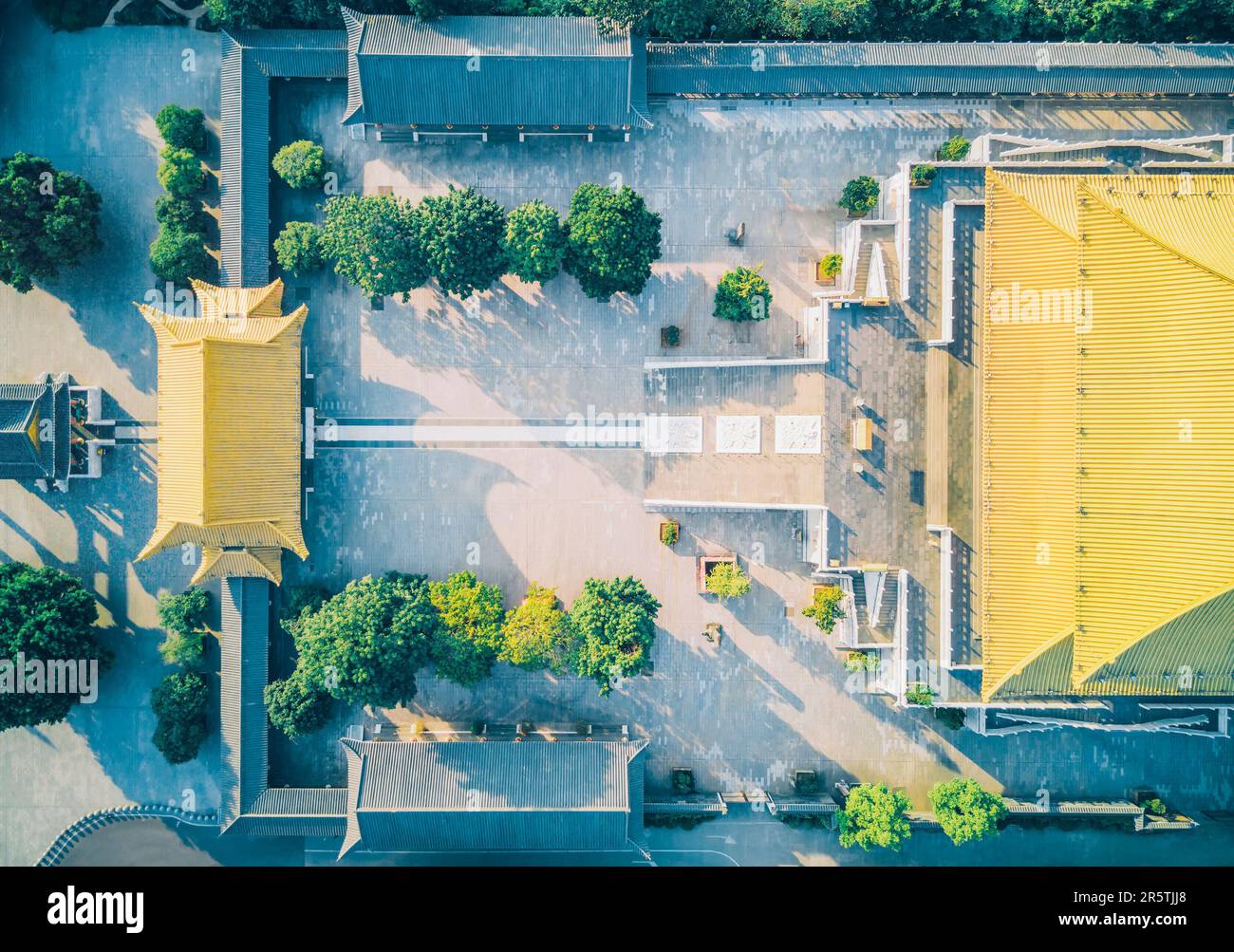 An aerial view of the Chinese-style palace buildings Confucius Temple ...