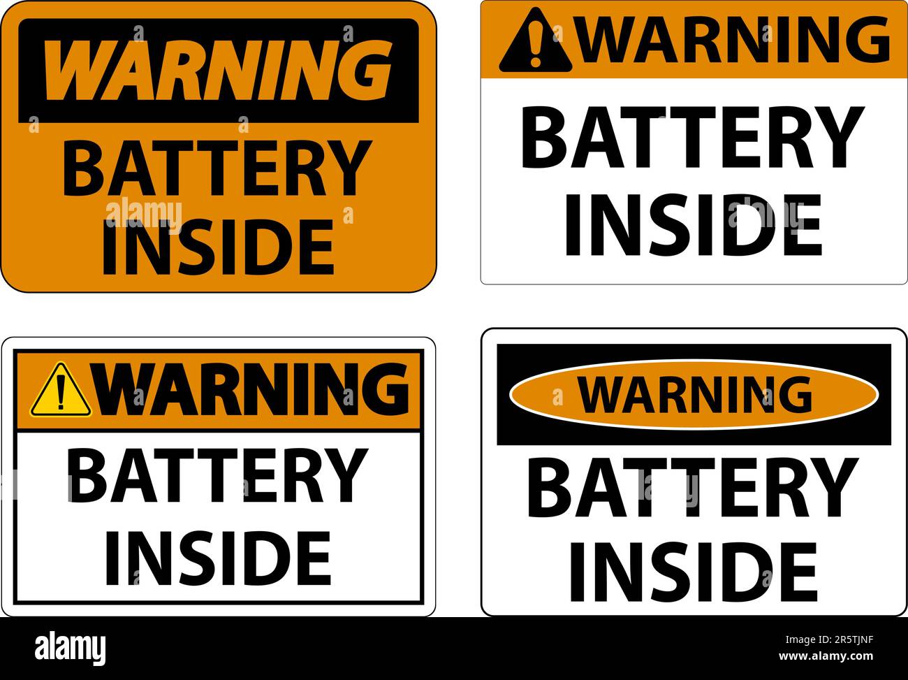 Warning Sign Battery Inside On White Background Stock Vector Image ...