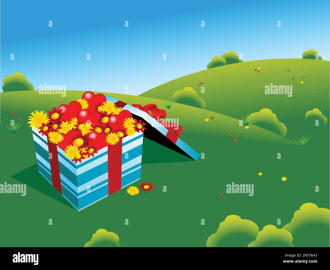 Valentine gift box flowers Stock Vector Images - Alamy