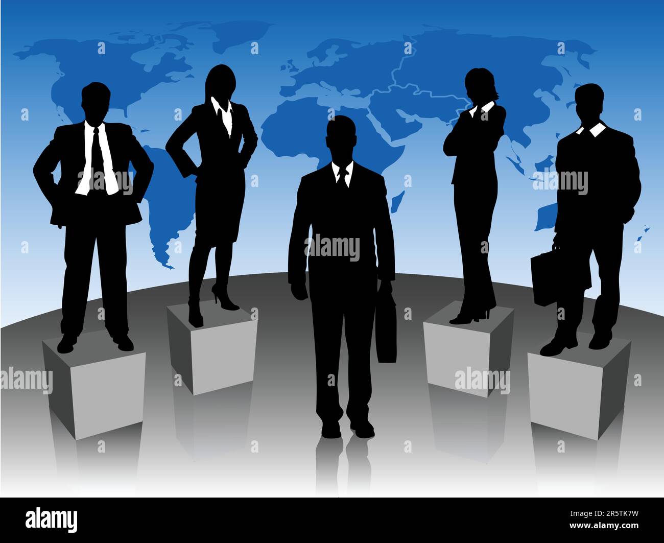 Business people standing world map Stock Vector Images - Alamy