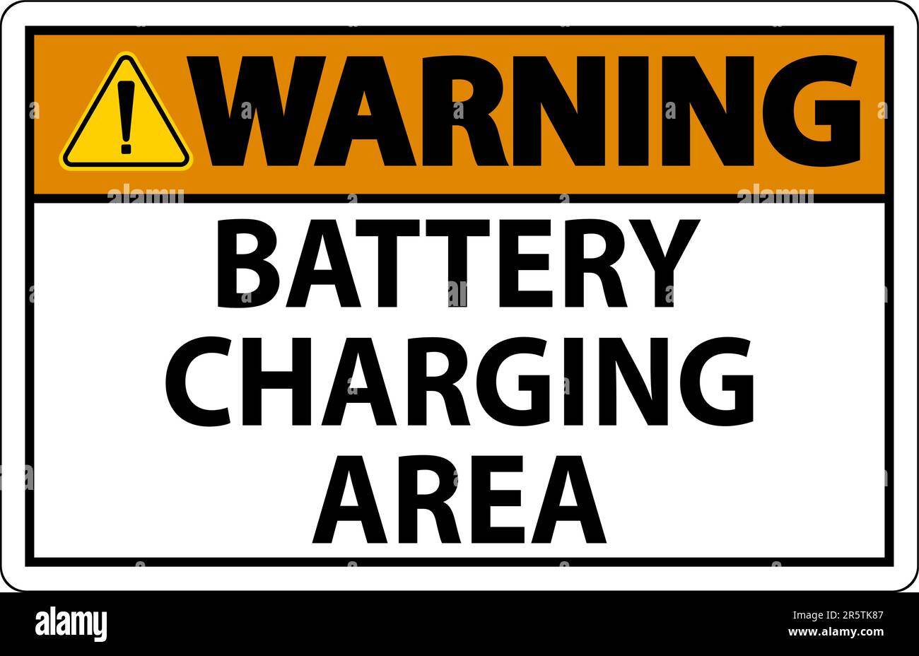 Warning Sign Battery Charging Area On White Background Stock Vector ...