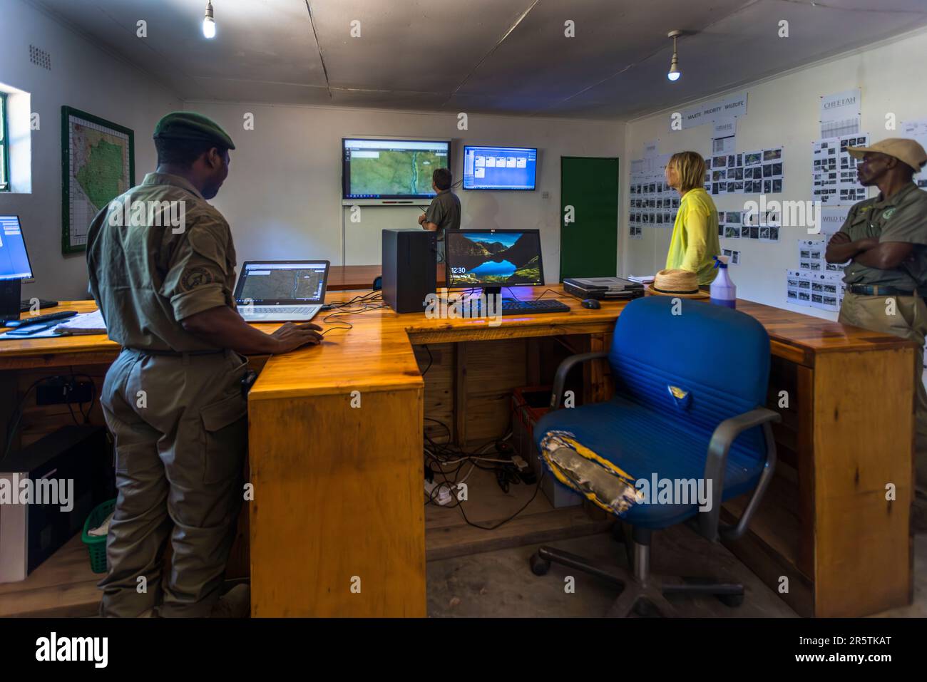 African Parks control room at Majete Wildlife Reserve. From here, the ...