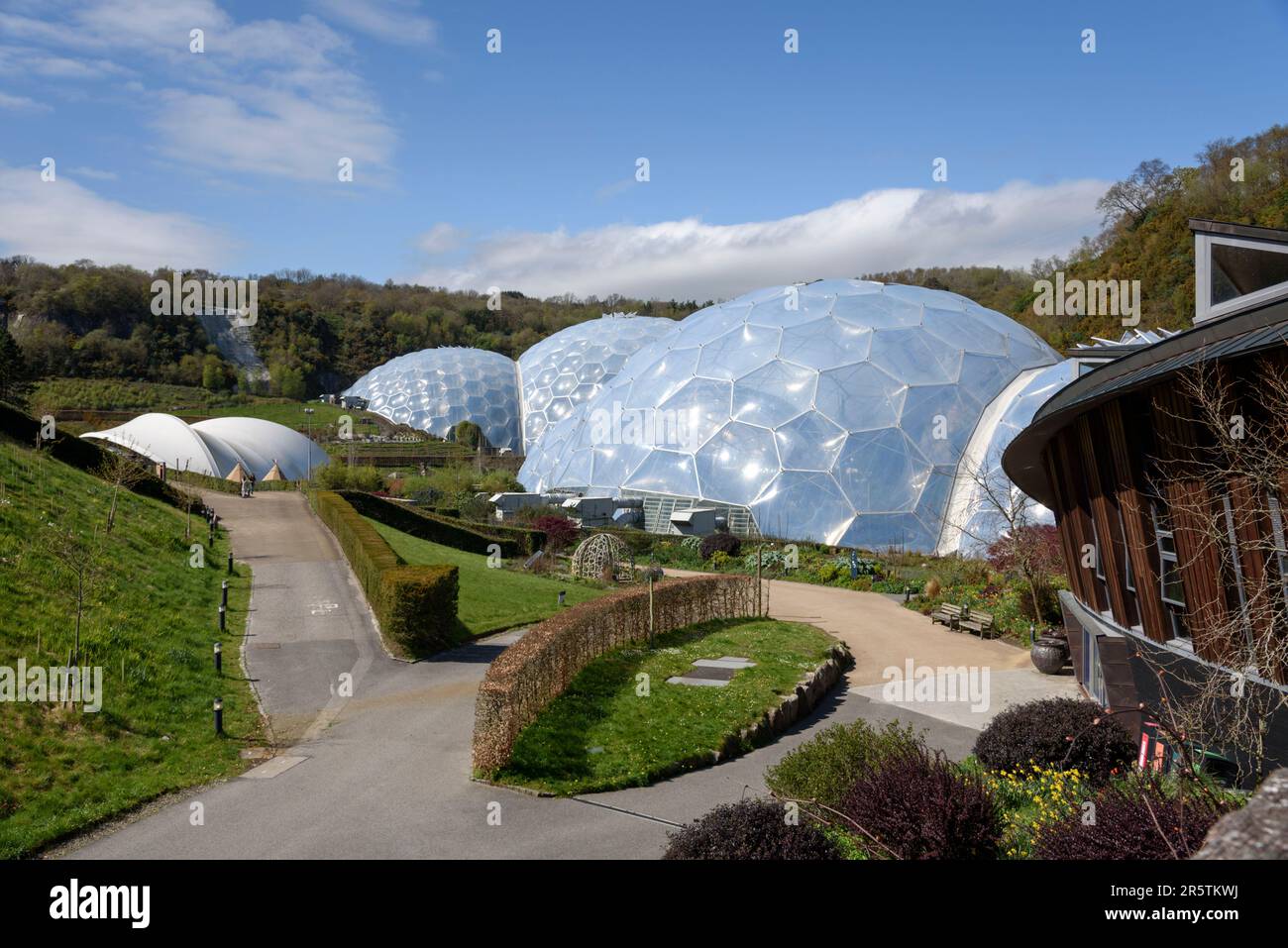 Giant domes of the Eden Project, near St Austell, Cornwall, England, UK ...