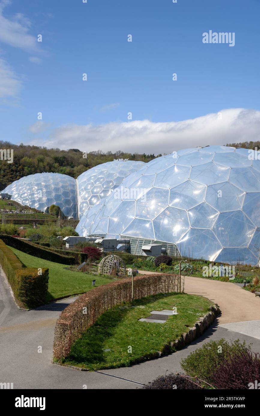 Giant domes of the Eden Project, near St Austell, Cornwall, England, UK ...