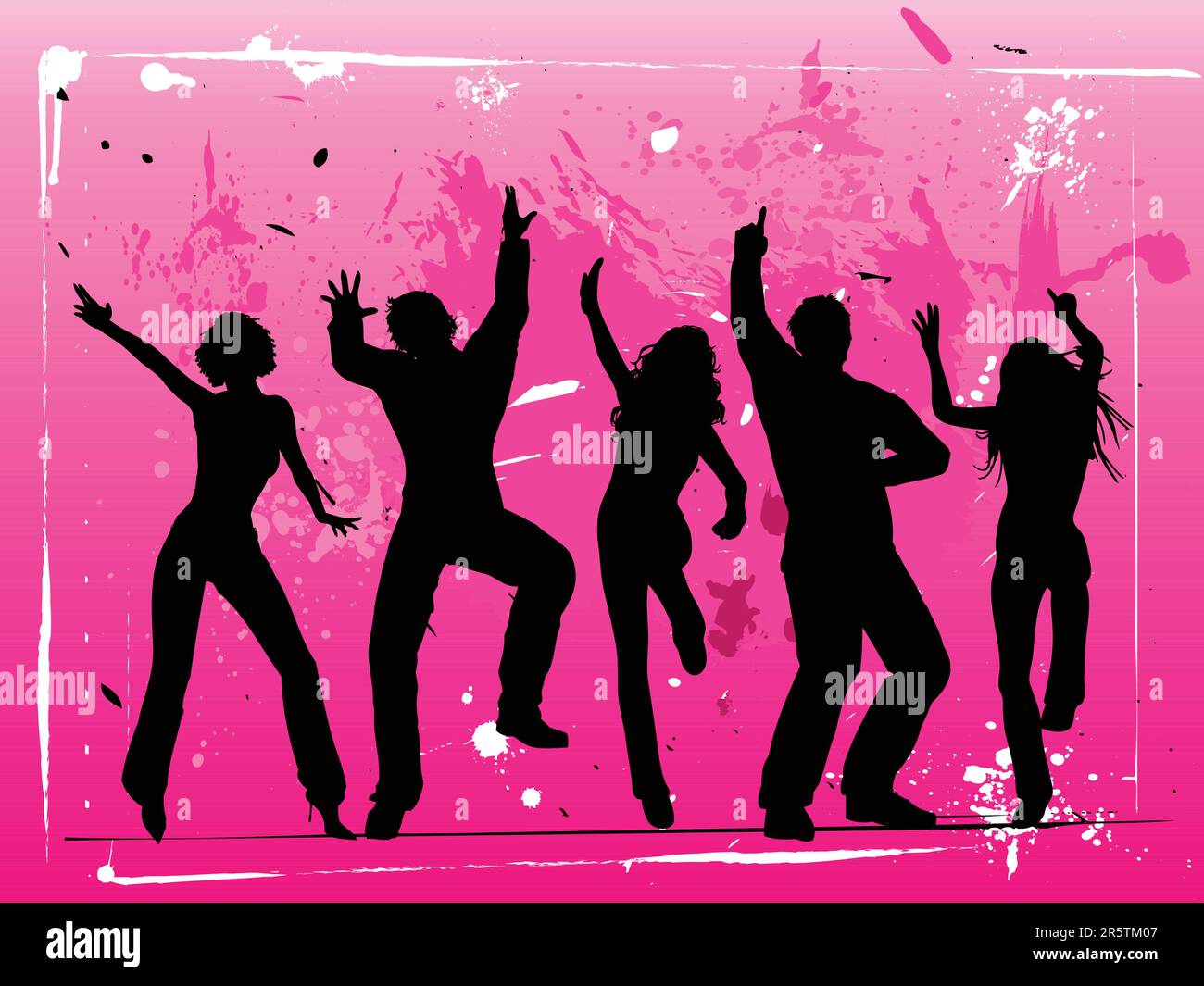 Silhouettes of people dancing on grunge background Stock Vector Image ...