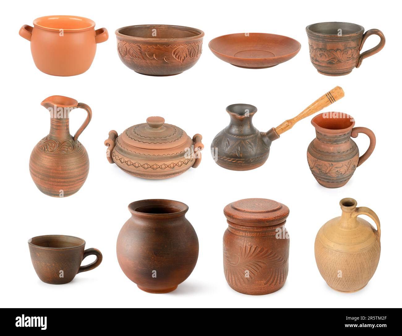 Different ceramic products isolated on white background. Big size Stock ...