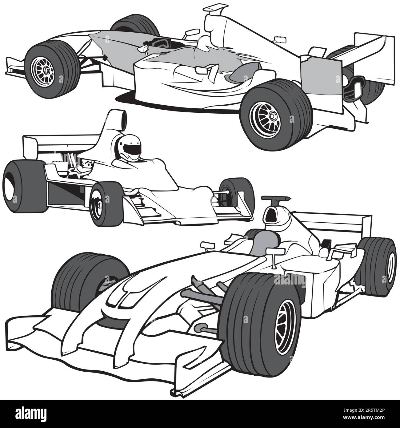 F1 auto vol.3 - Black & White detailed vector illustration Stock Vector ...