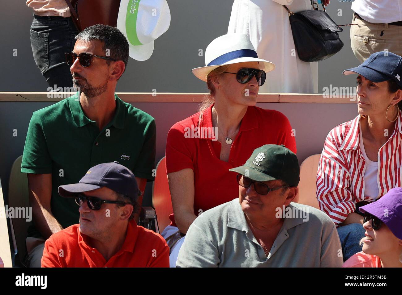 Paris, France. 05th June, 2023. Guillaume Robert, Estelle Lefebure in the stands during French ...