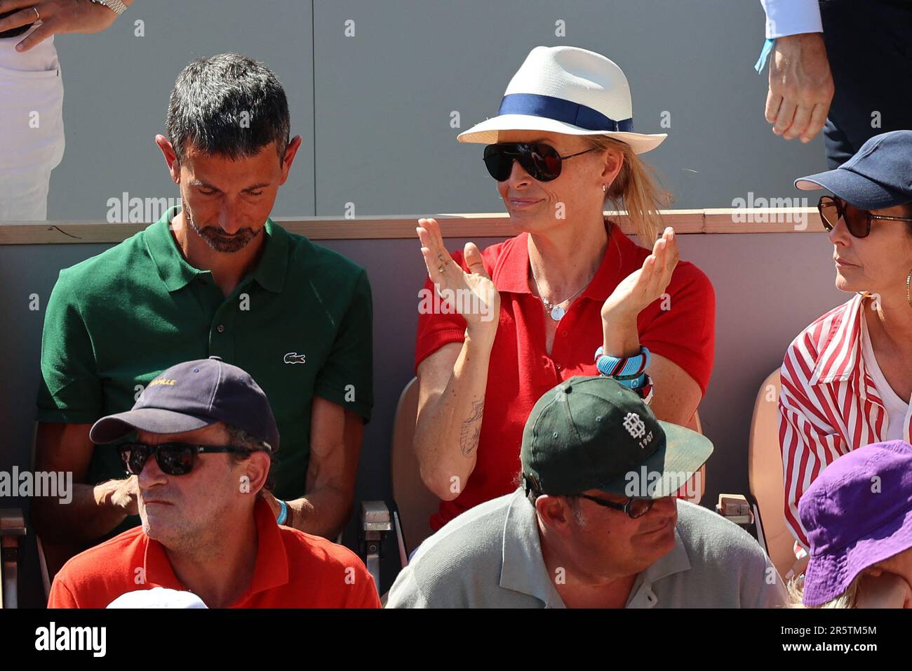 Paris, France. 05th June, 2023. Guillaume Robert, Estelle Lefebure in the stands during French ...