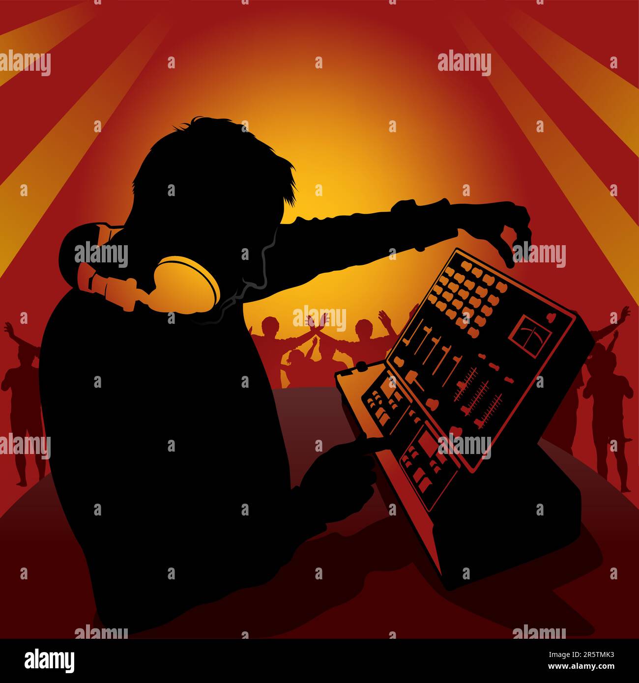 DJ in action - Coloured vector illustration Stock Vector Image & Art ...