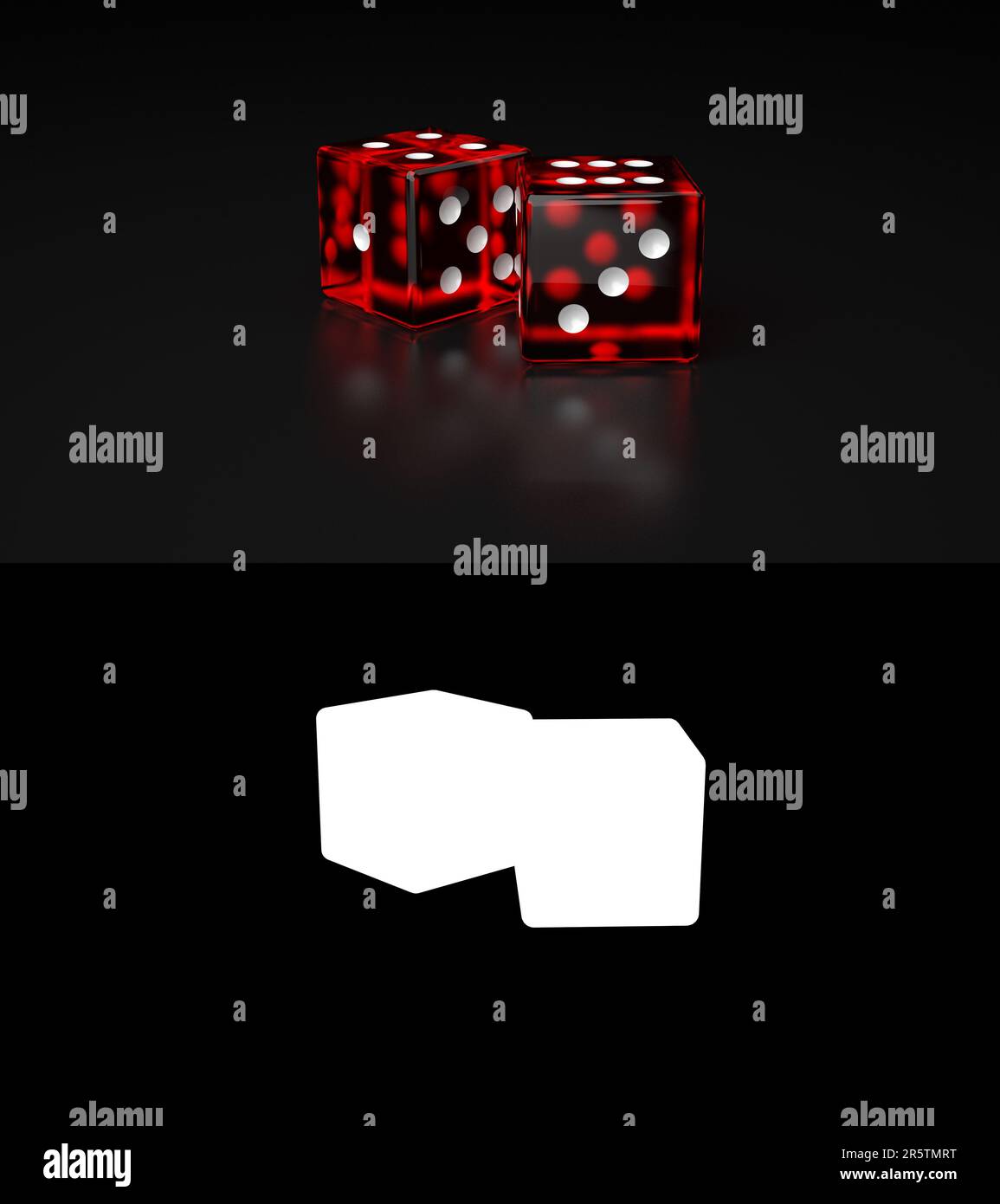 An image of four differently colored multi-sided dice, with the white ...