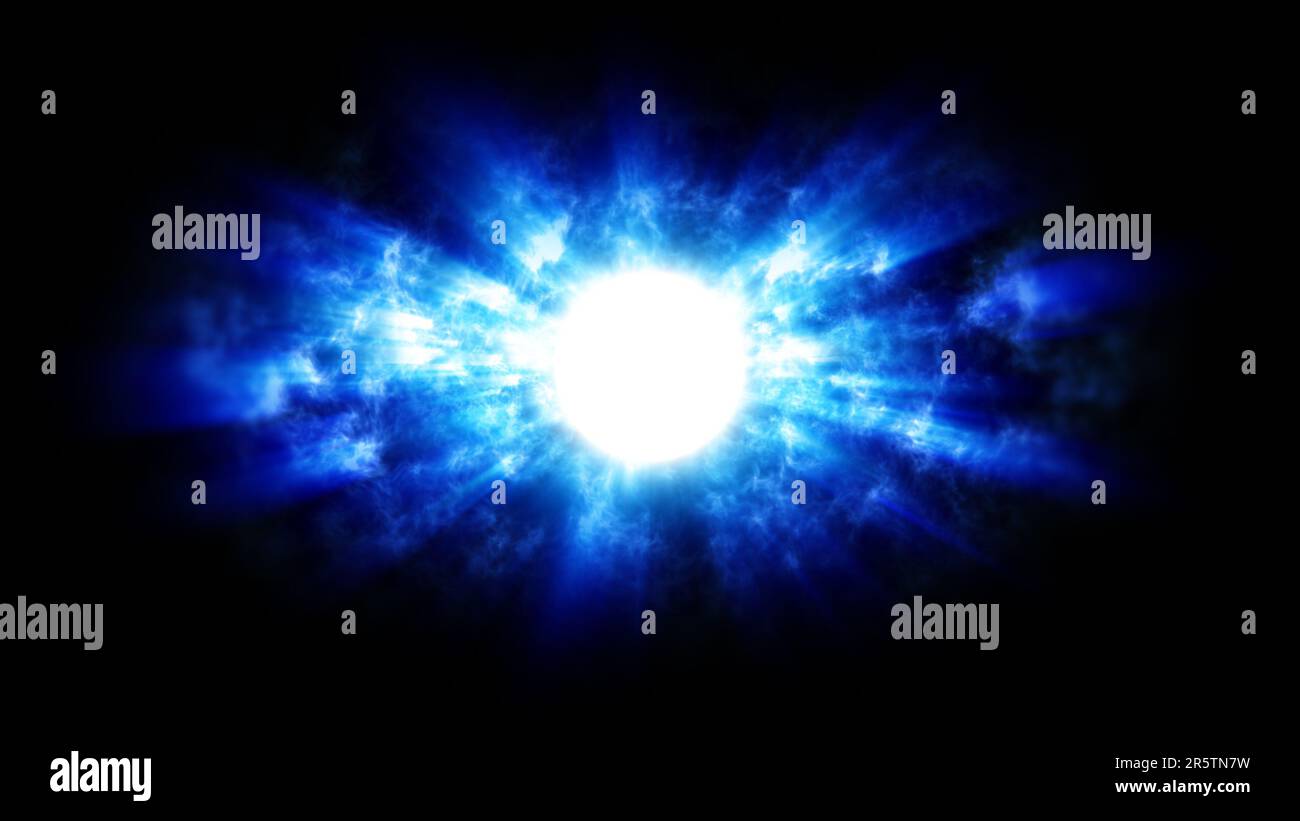 A vibrant blue light burst against a black backdrop creating a striking ...