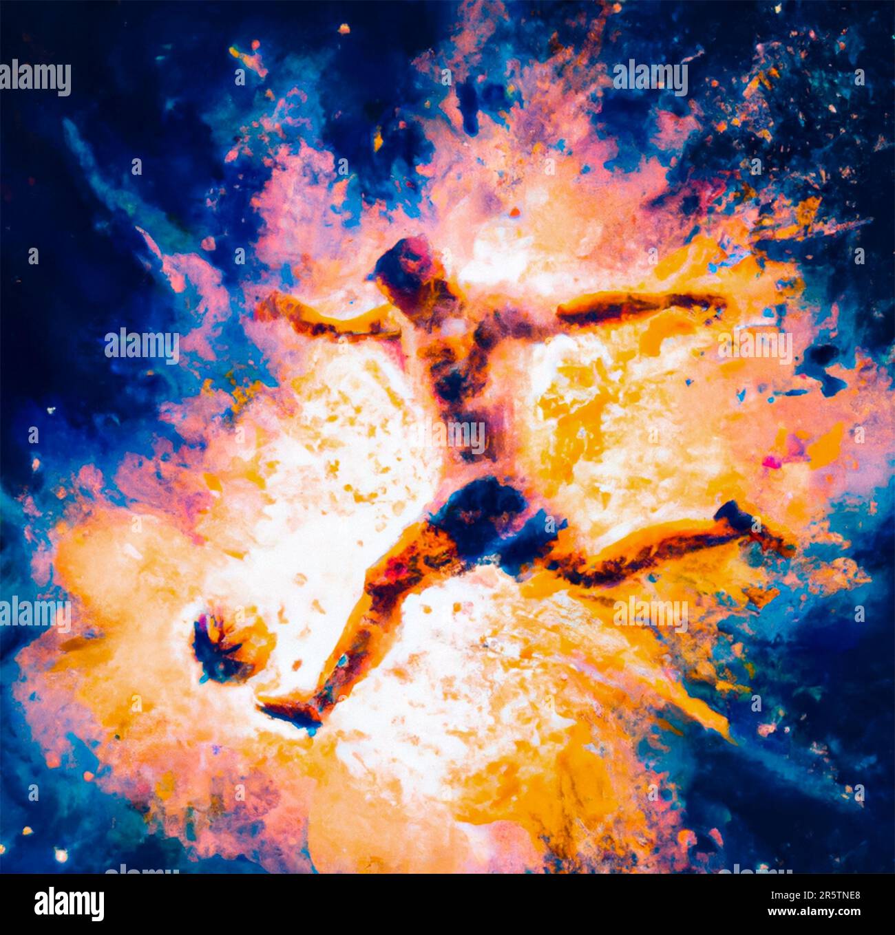 An illustration of a football player in a colorful, open nebula Stock ...