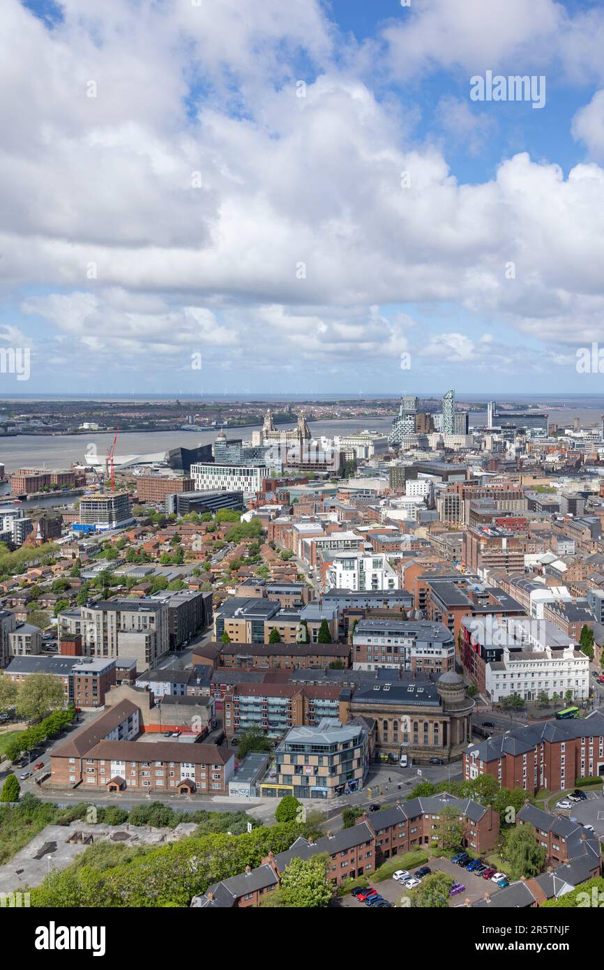 Liverpool, united kingdom May, 16, 2023 Aerial view of Liverpool’s ...