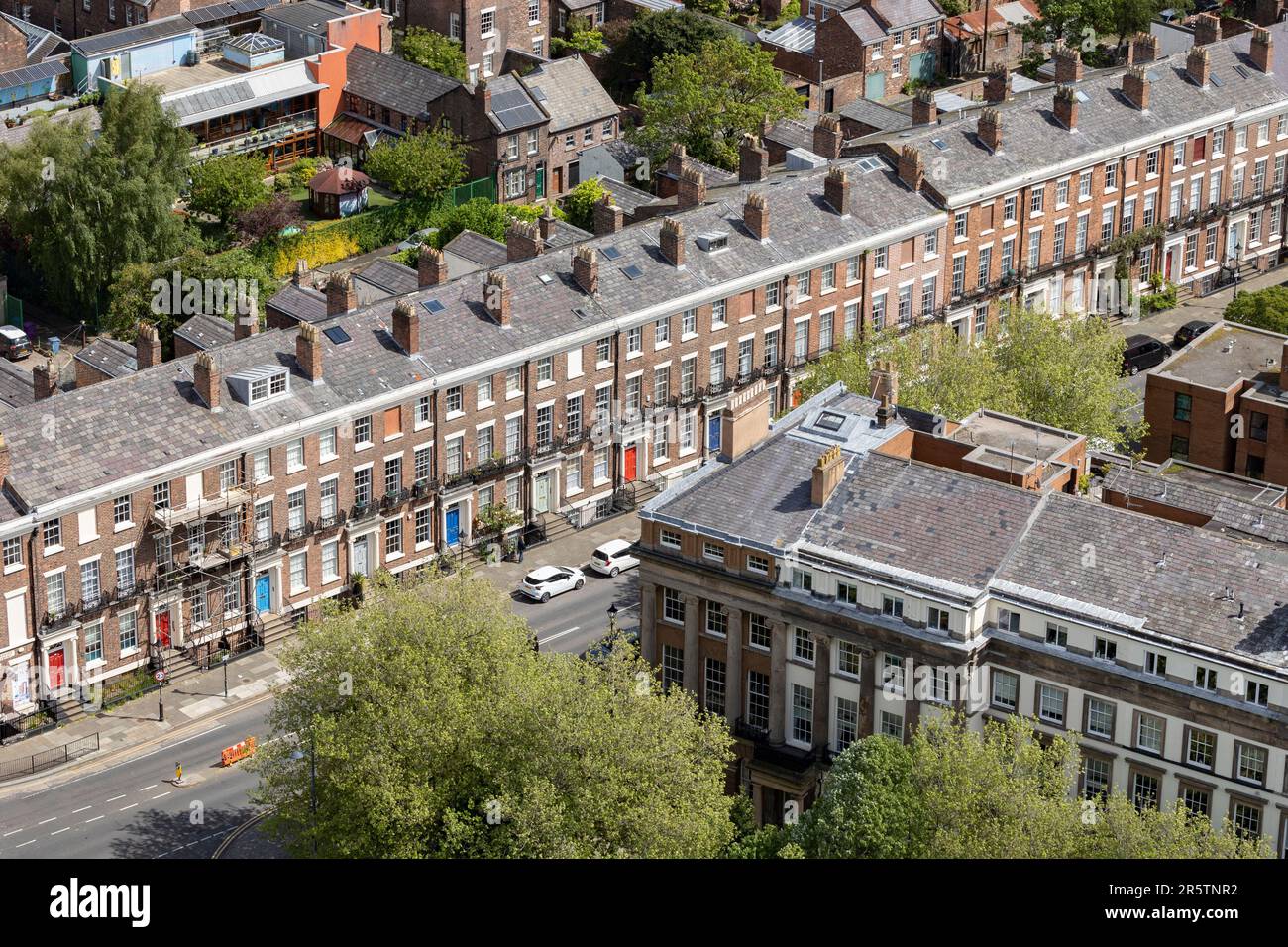 Liverpool, united kingdom May, 16, 2023 terrace Brick houses in ...
