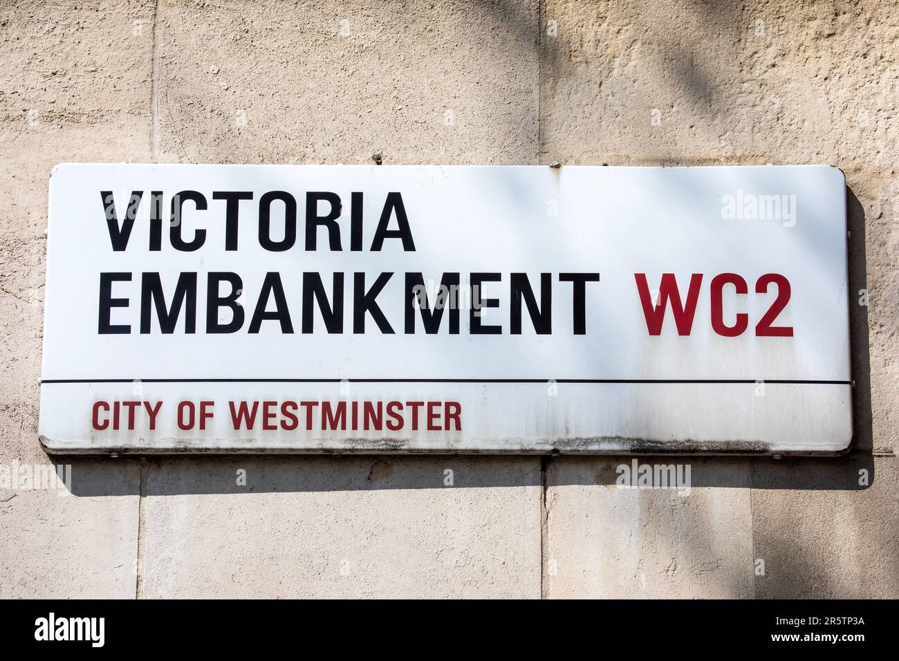 London, UK - April 20th 2023: Street sign for Victoria Embankment in ...