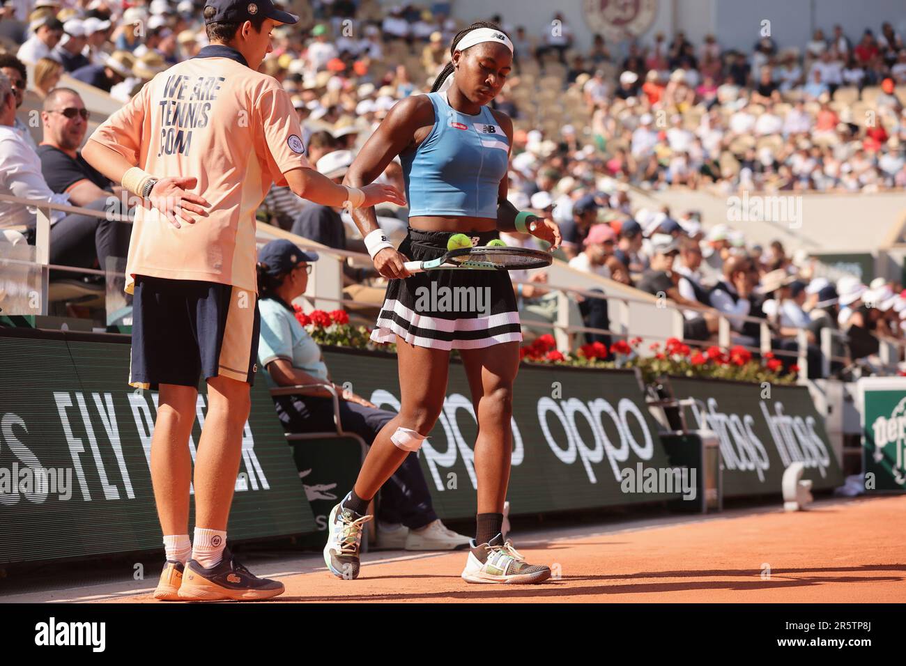 Paris, France. 05th June, 2023. Sixth-seeded Coco Gauff of the US plays against Anna Karolina ...
