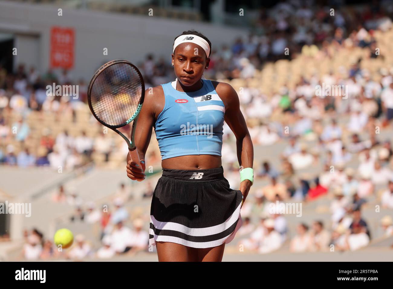 Paris, France. 05th June, 2023. Sixth-seeded Coco Gauff of the US plays against Anna Karolina ...