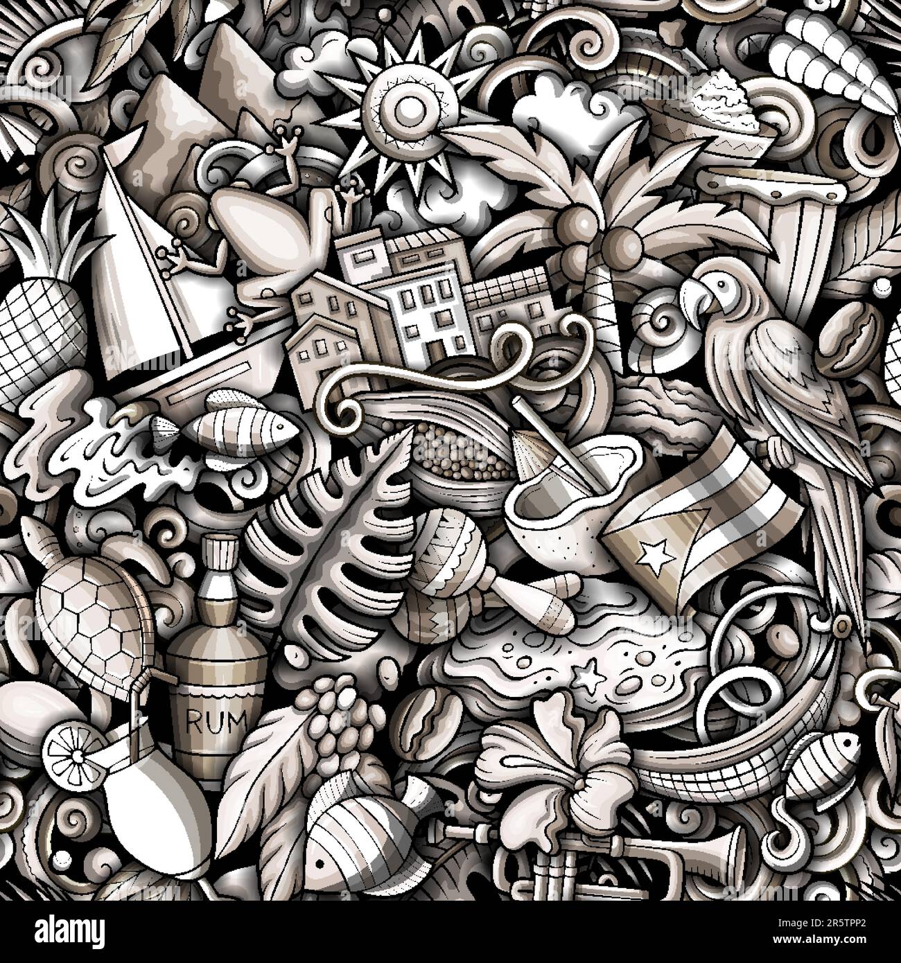 PUERTO RICO doodles seamless pattern Stock Vector Image & Art - Alamy