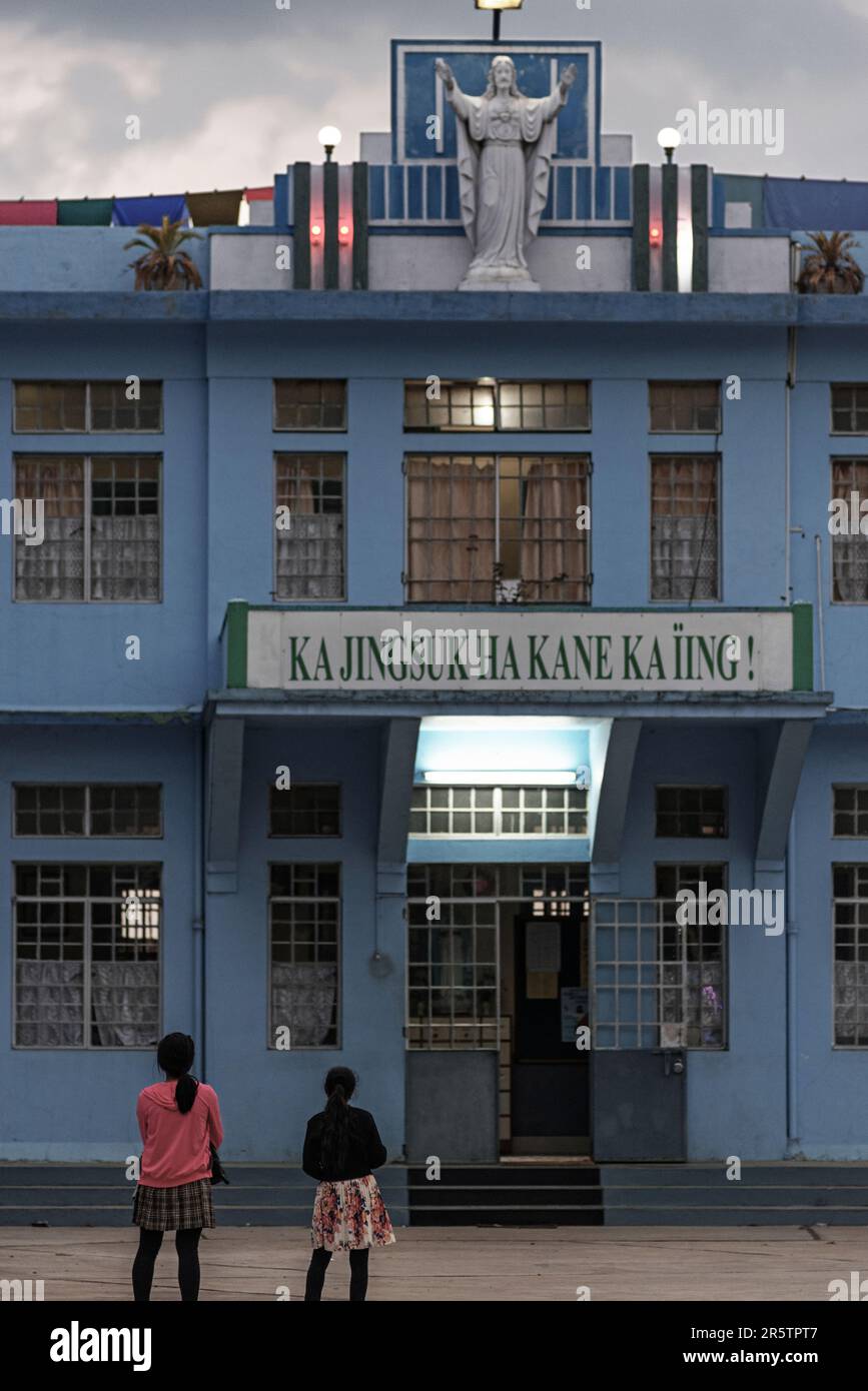 The Cathedral of Mary Help of Christians in the city of Laitumkhrah in ...