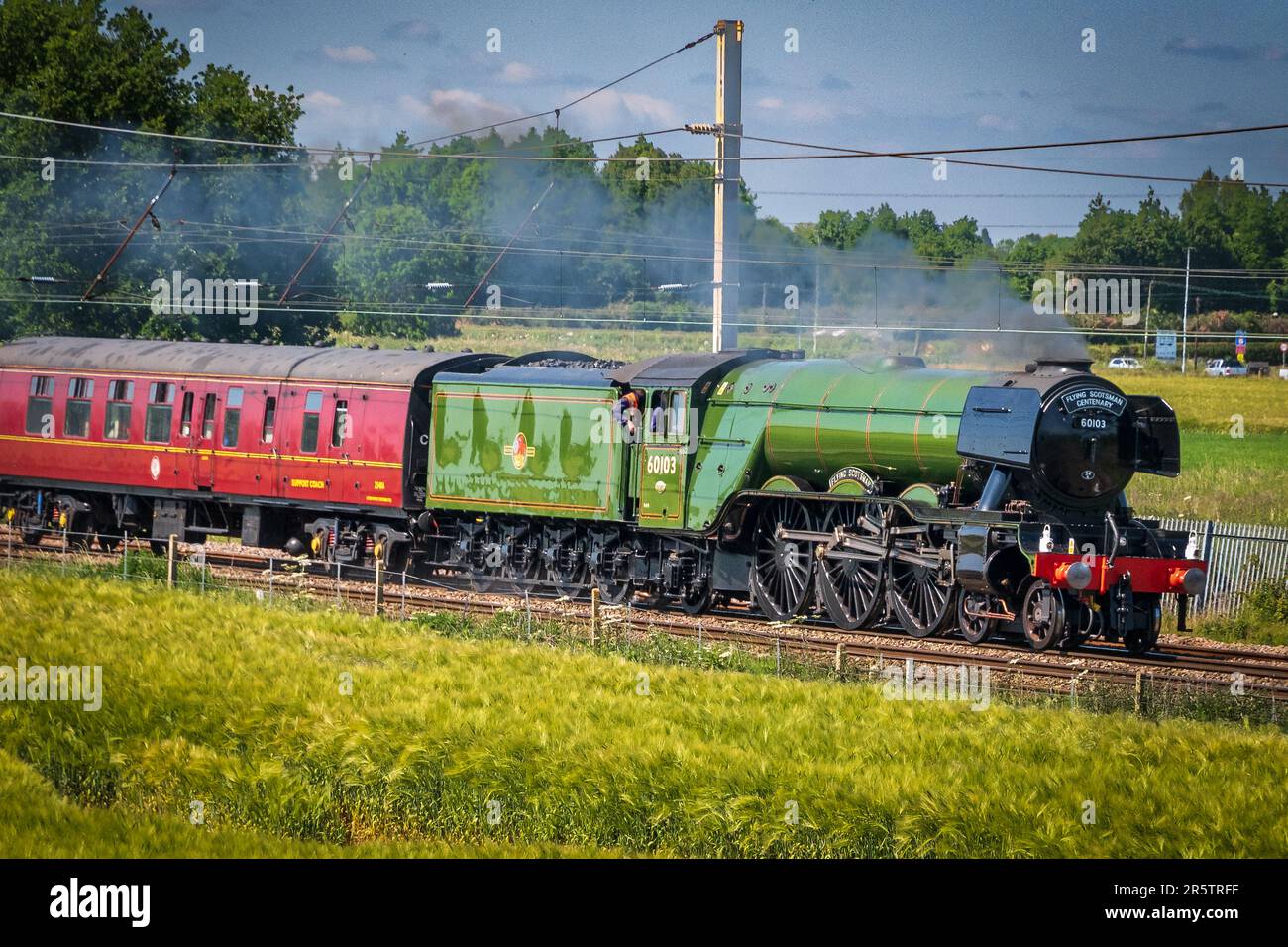 The Flying Scotsman A3 Pacific steam locomotive at speed Stock Photo ...