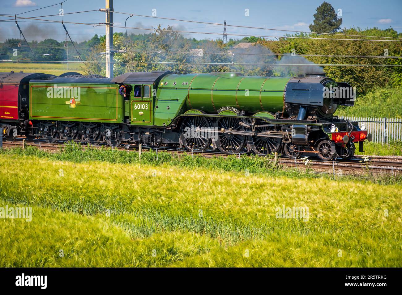 The Flying Scotsman A3 Pacific steam locomotive at speed Stock Photo ...