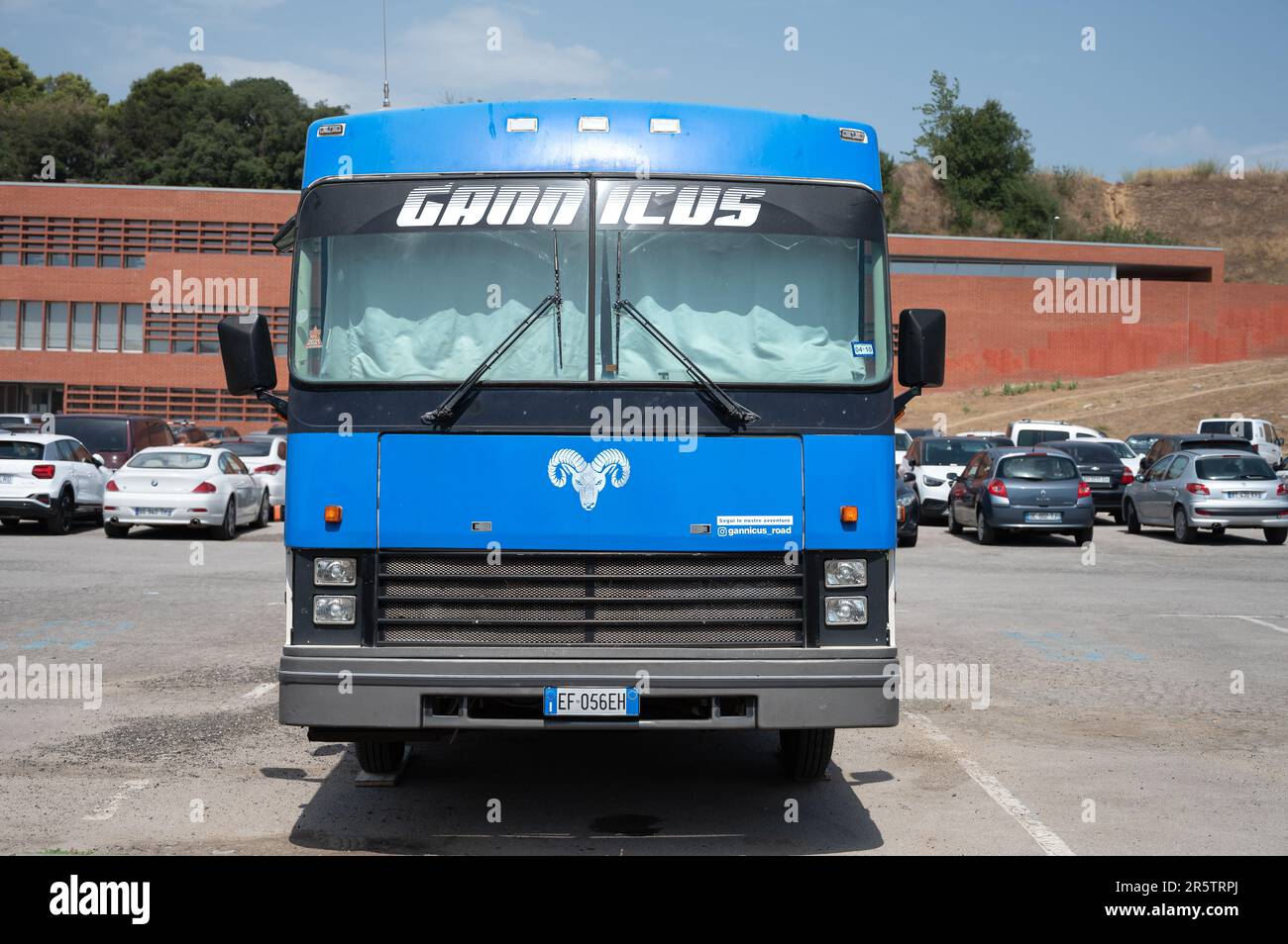A blue motorhome bus truck of Rockwood Regent Series A1301 on the ...