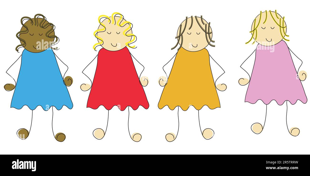 Group of four cartoon children Stock Vector Image & Art - Alamy