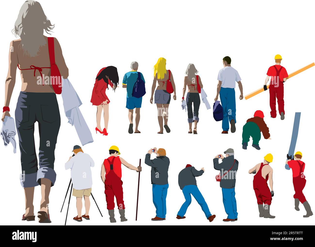 Vector colour illustration of people from back Stock Vector Image & Art ...